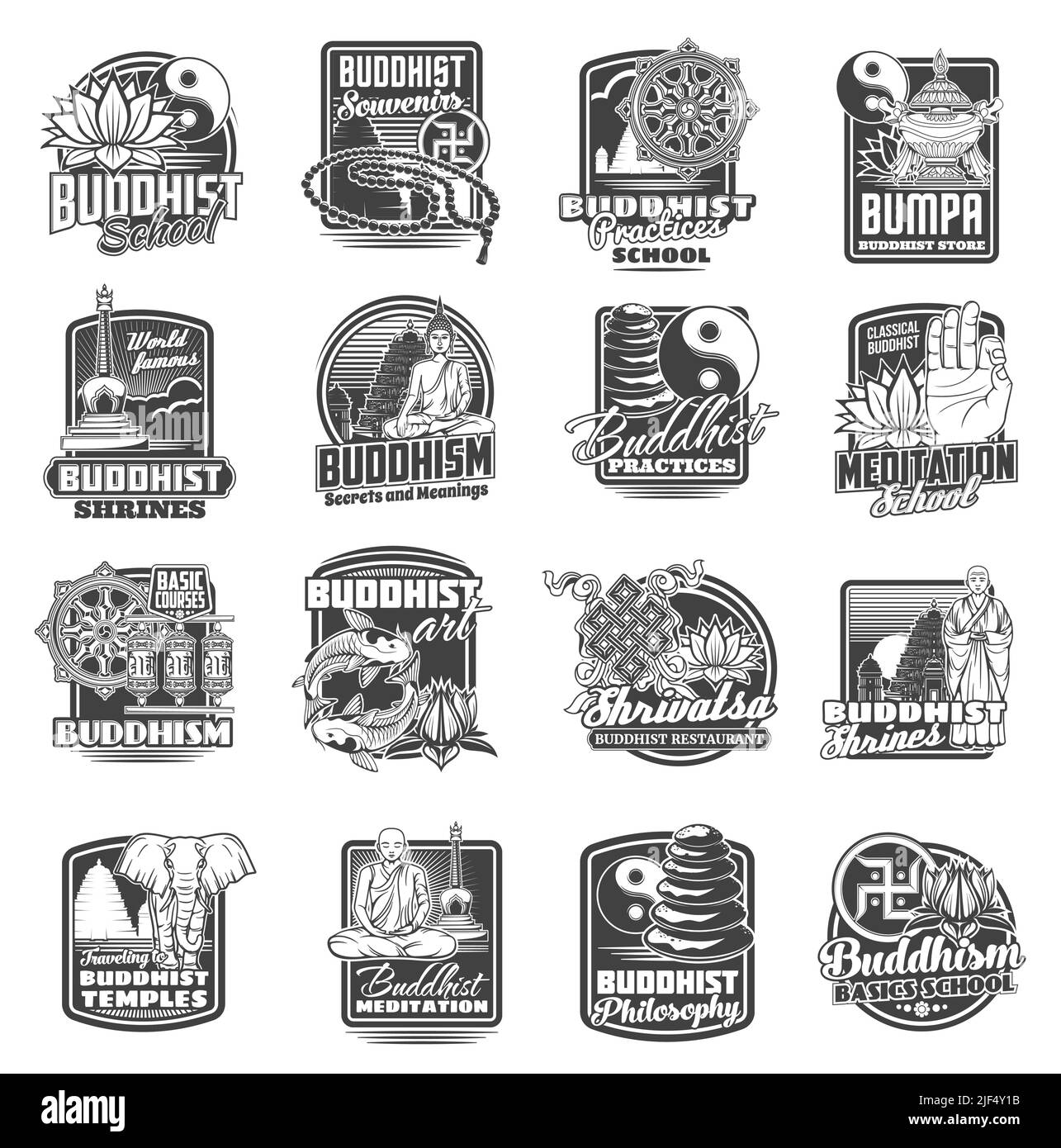 Buddhism religion and Buddhist signs of meditation and Zen signs ...