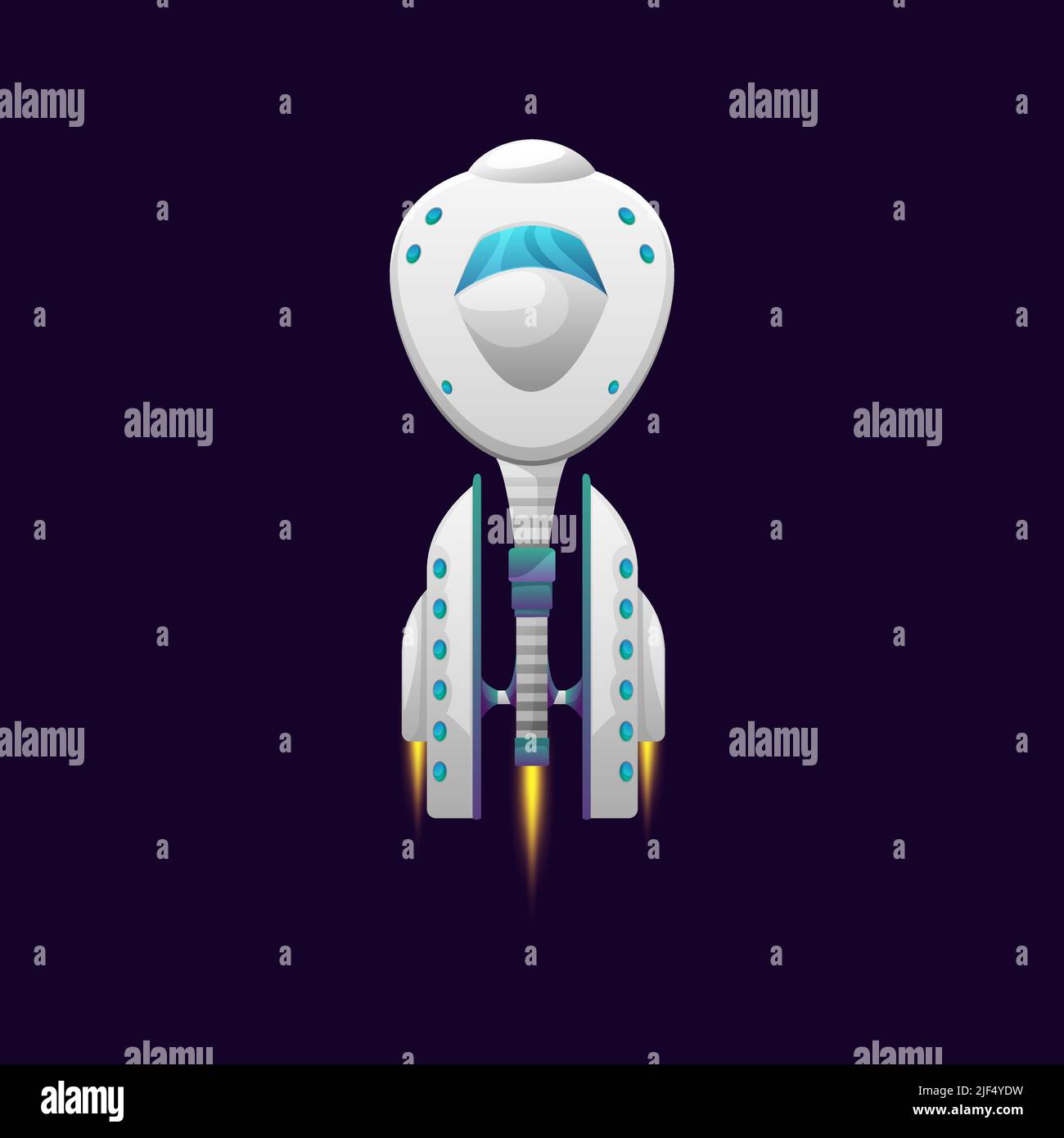 Cartoon starship futuristic vehicle with astronauts isolated cartoon ...