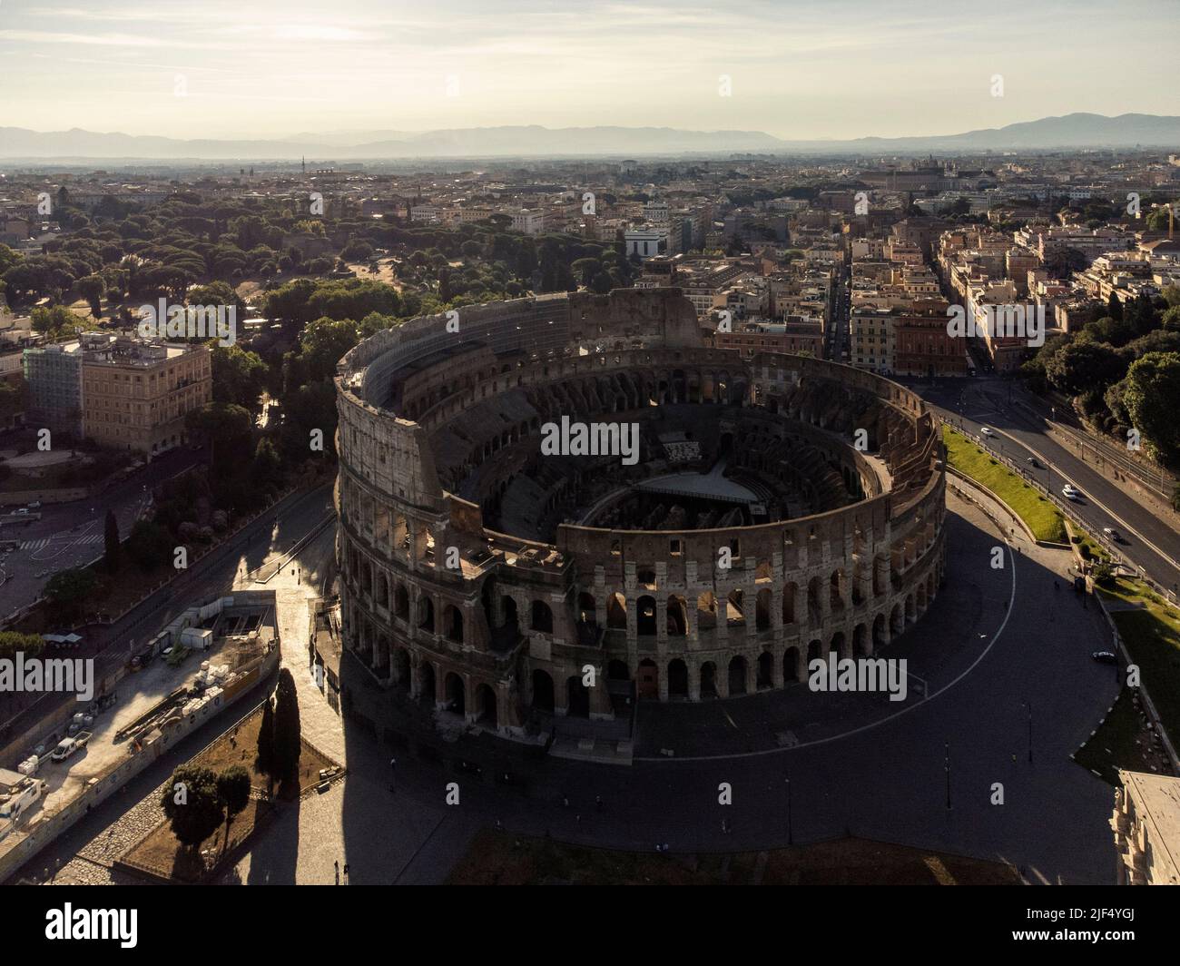 Drone view of the Colosseum Stock Photo - Alamy
