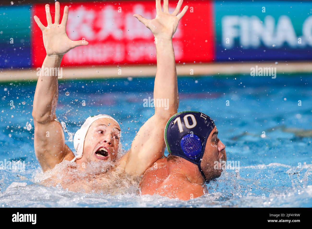 BUDAPEST, HUNGARY - JUNE 29: Szilard Jansik of Hungary, Lorenzo Bruni ...
