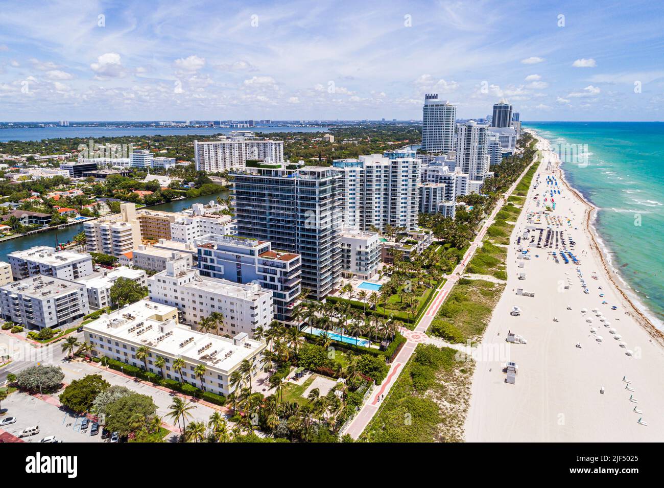 Miami Beach Florida,aerial overhead view from above,condominium ...