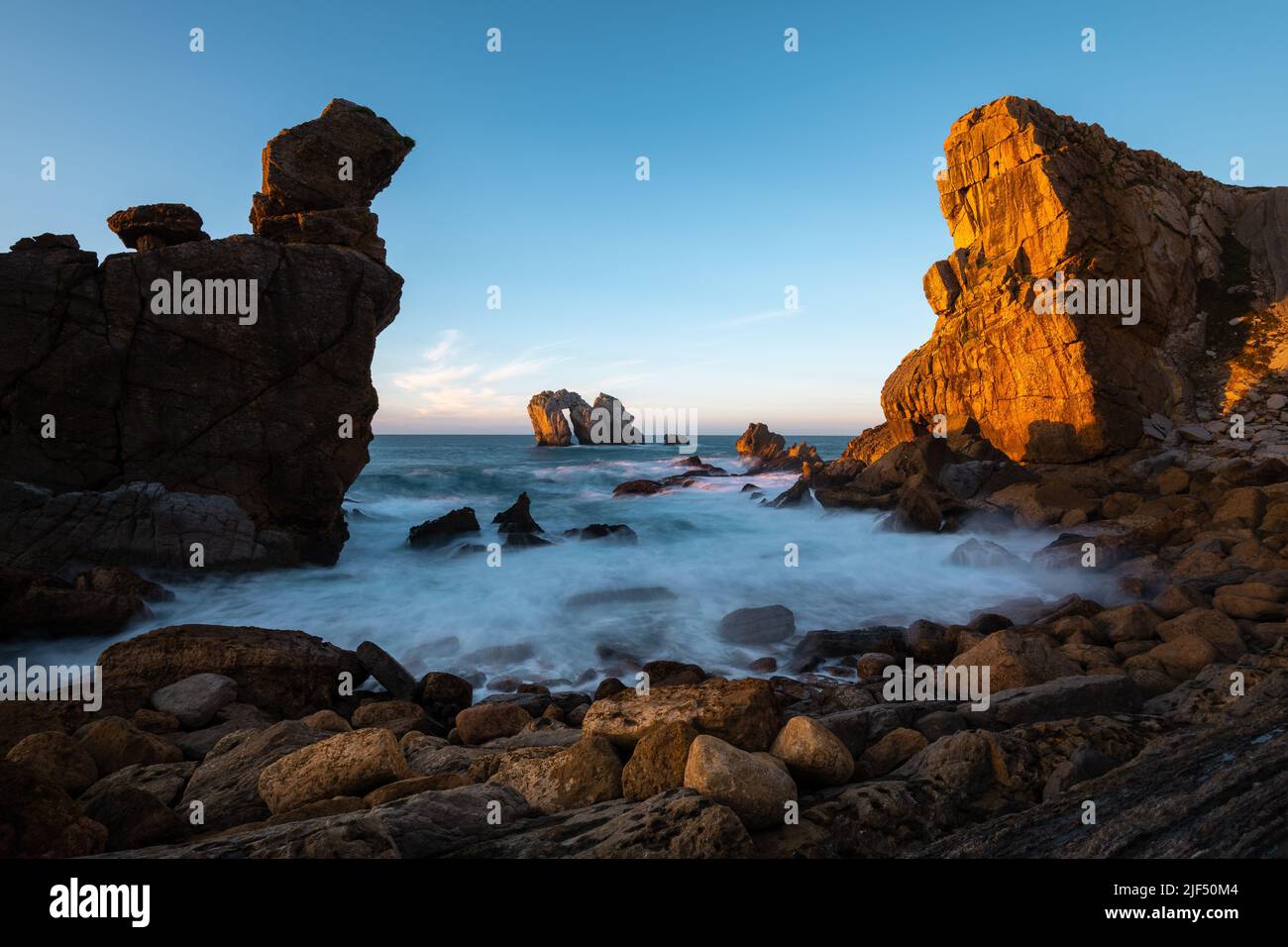 Broken Coast-Costa Quebrada at Liencres, Cantabria in Spain Stock Photo ...