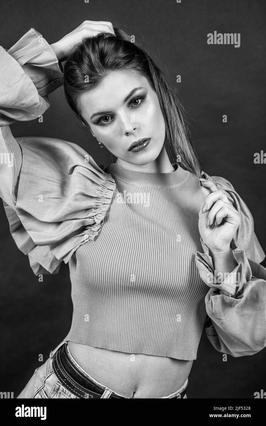 feeling flirty. female beauty and fashion. hairdresser salon. lady with ...