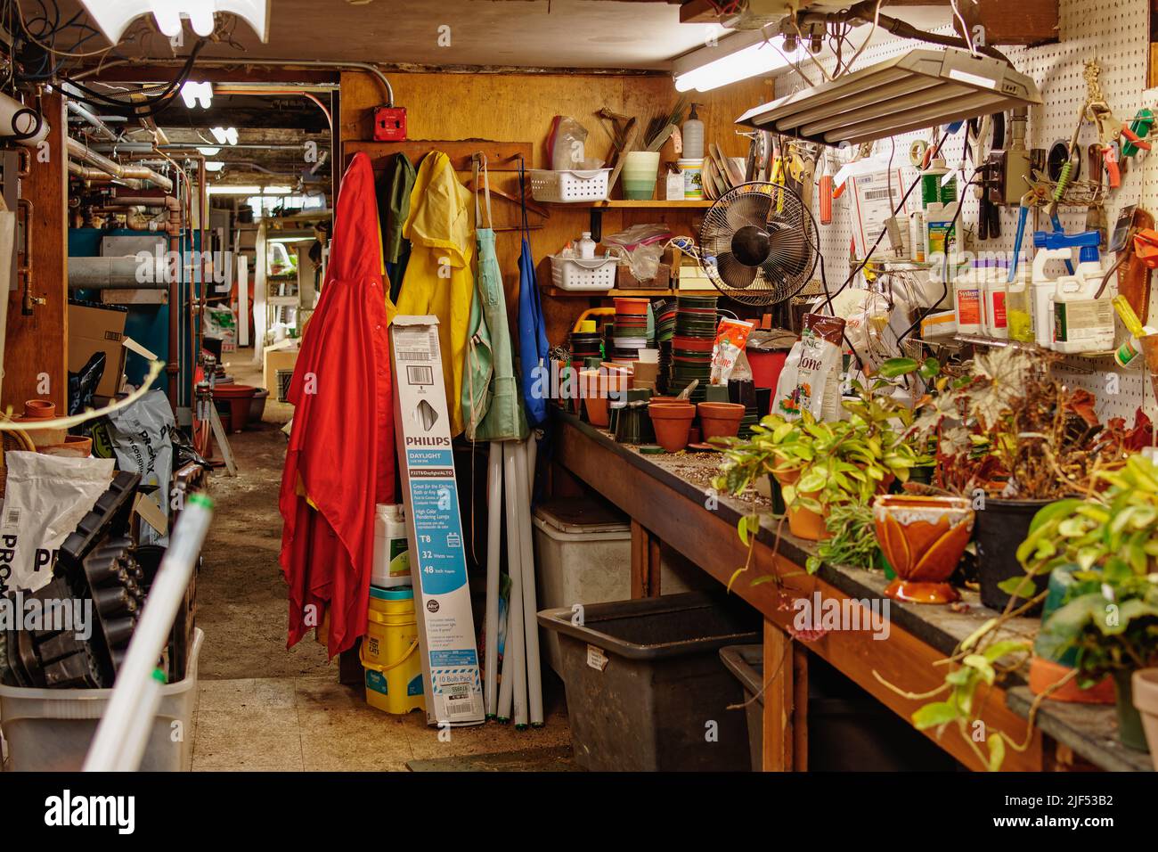 A view of the potting house attached to a greenhouse at the Lyman ...