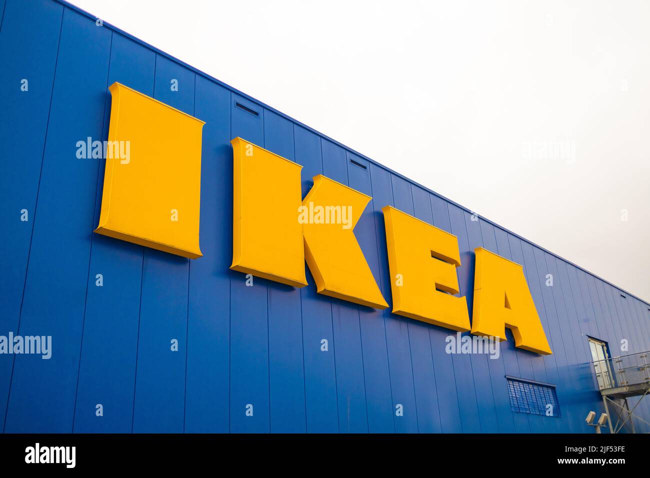 Krakow, Poland - April 26, 2022: Huge business furniture ikea banner ...