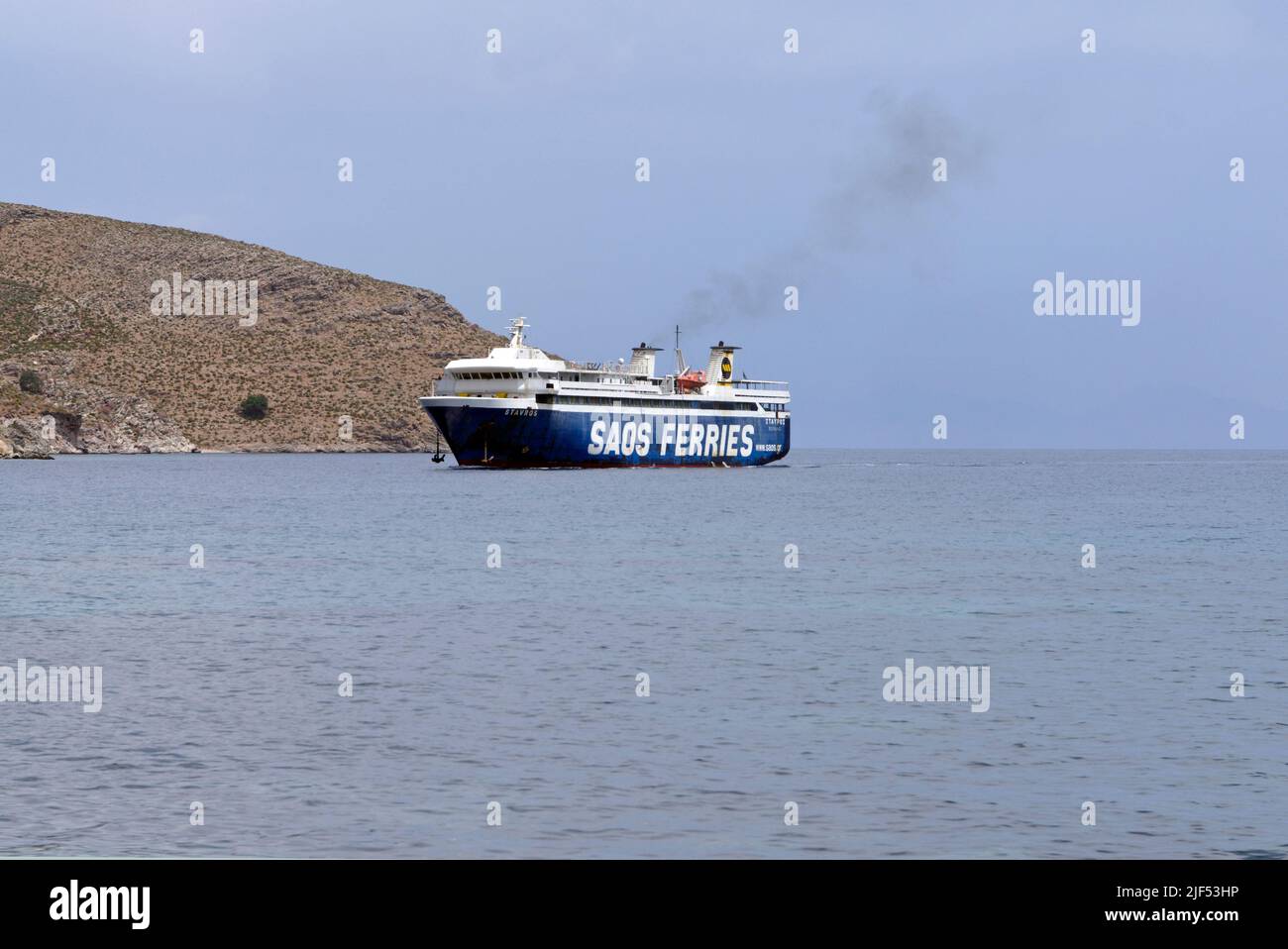SAOS ferry boat, the Stavros, Tilos island, near Rhodes. May 2022 Stock ...