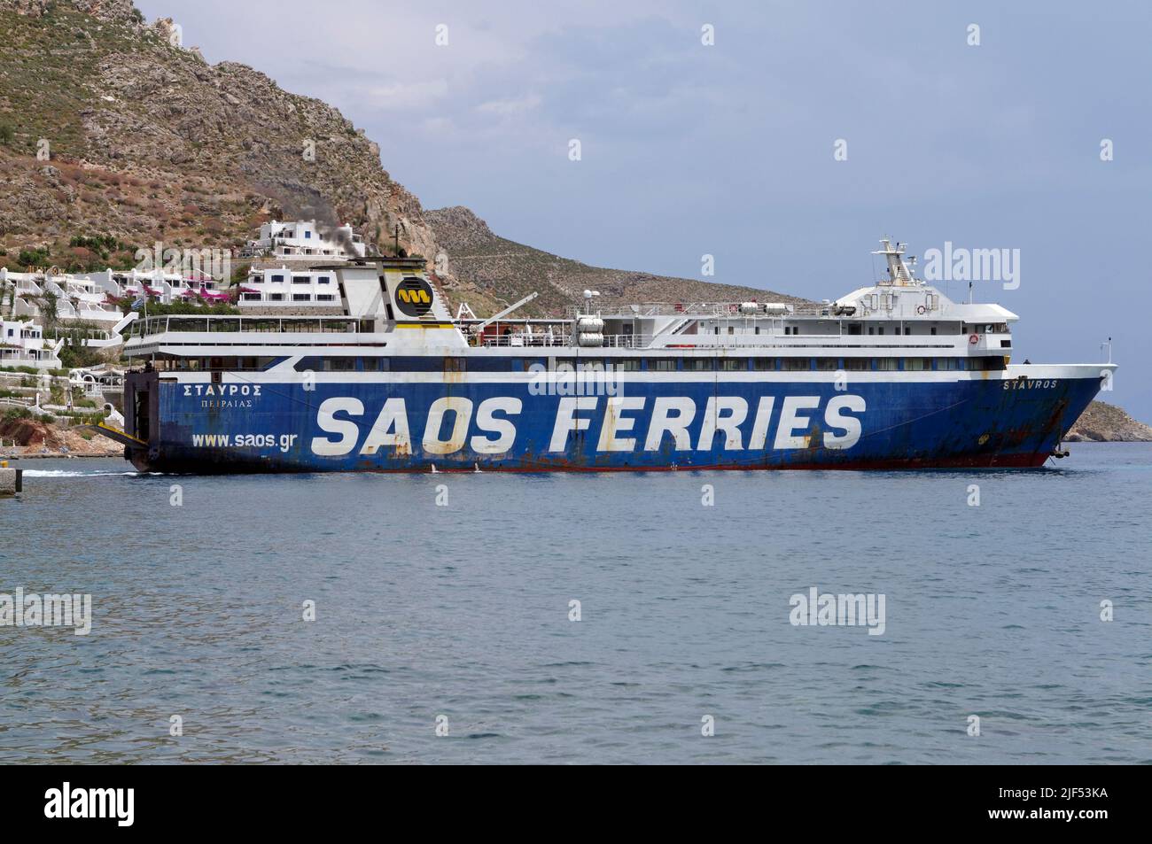 SAOS ferry boat, the Stavros, Tilos island, near Rhodes. May 2022 Stock ...