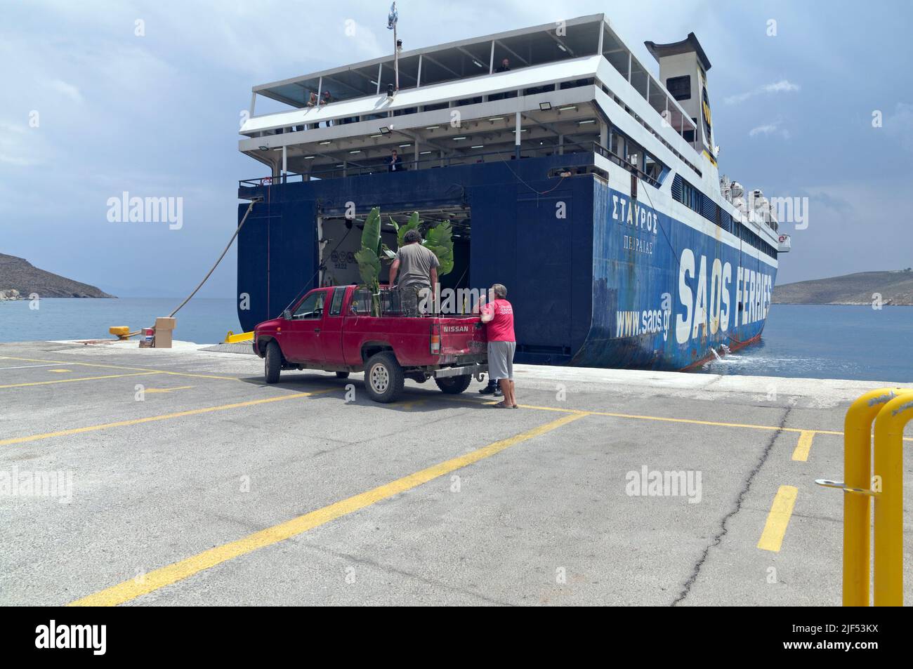 SAOS ferry boat, the Stavros, Tilos island, near Rhodes. May 2022 ...