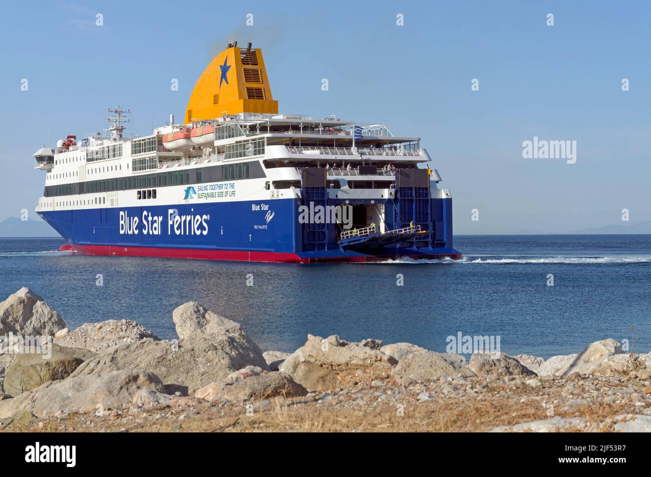 Blue Star, the Patmos, Ferry boat, Tilos island, near Rhodes. May 2022 ...