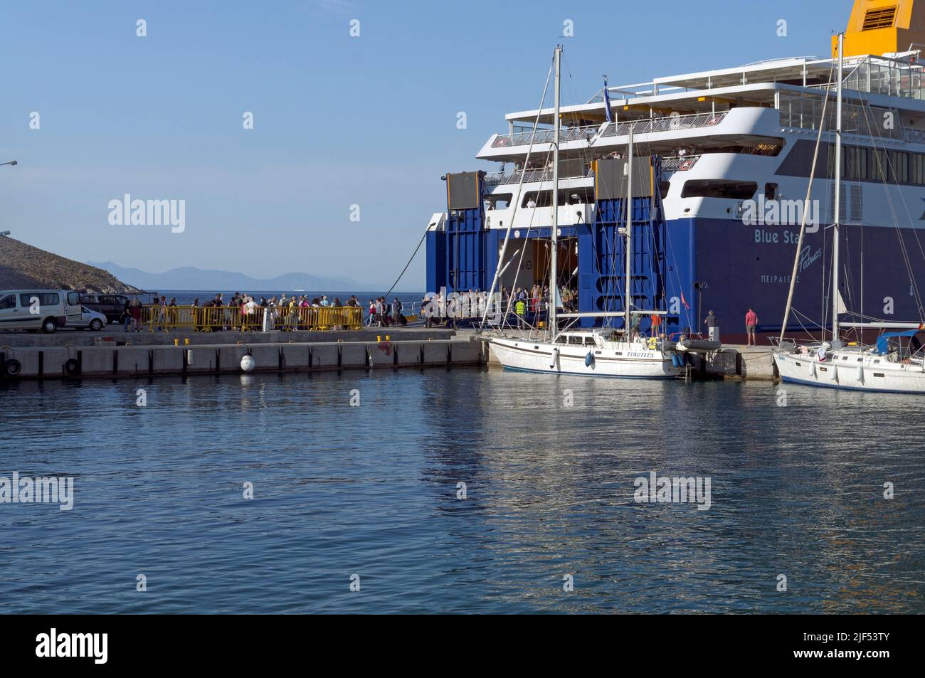 Blue Star, the Patmos, Ferry boat, Tilos island, near Rhodes. May 2022 ...