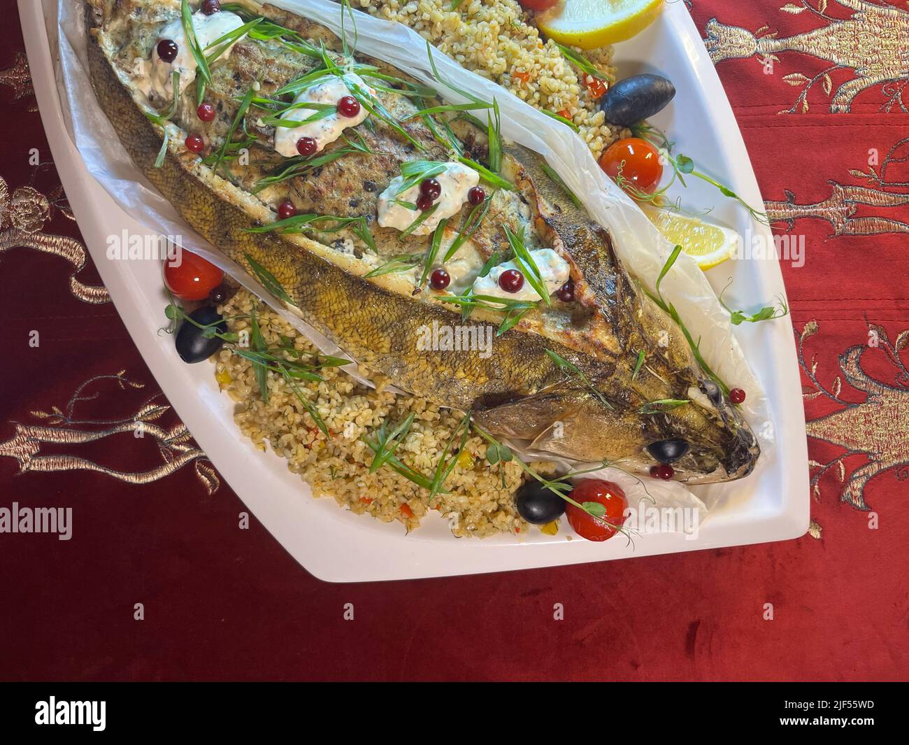 Fish dish top view hi-res stock photography and images - Alamy