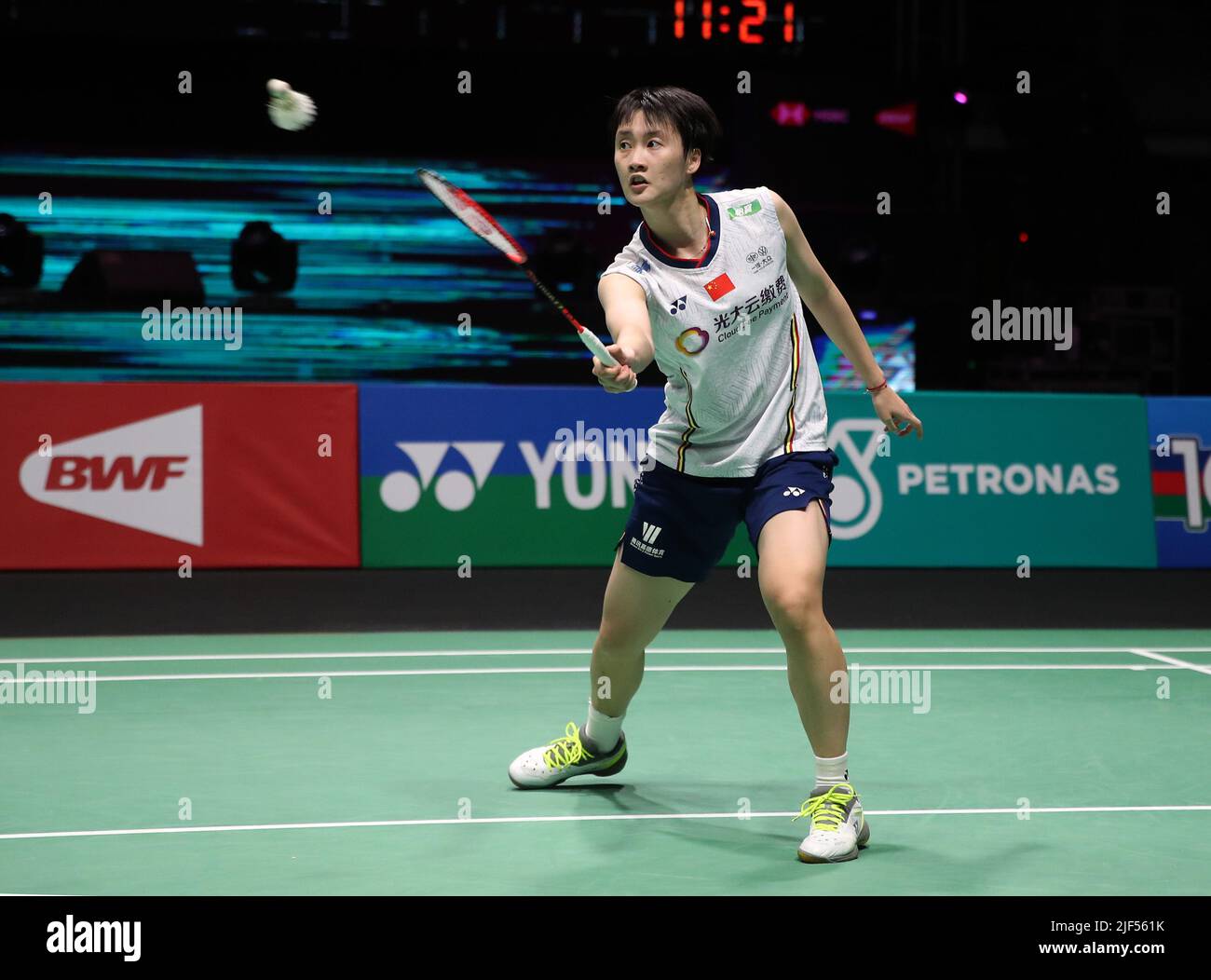 Kuala Lumpur, Malaysia. 29th June, 2022. Chen Yu Fei of China plays against Zhang Yi Man of ...