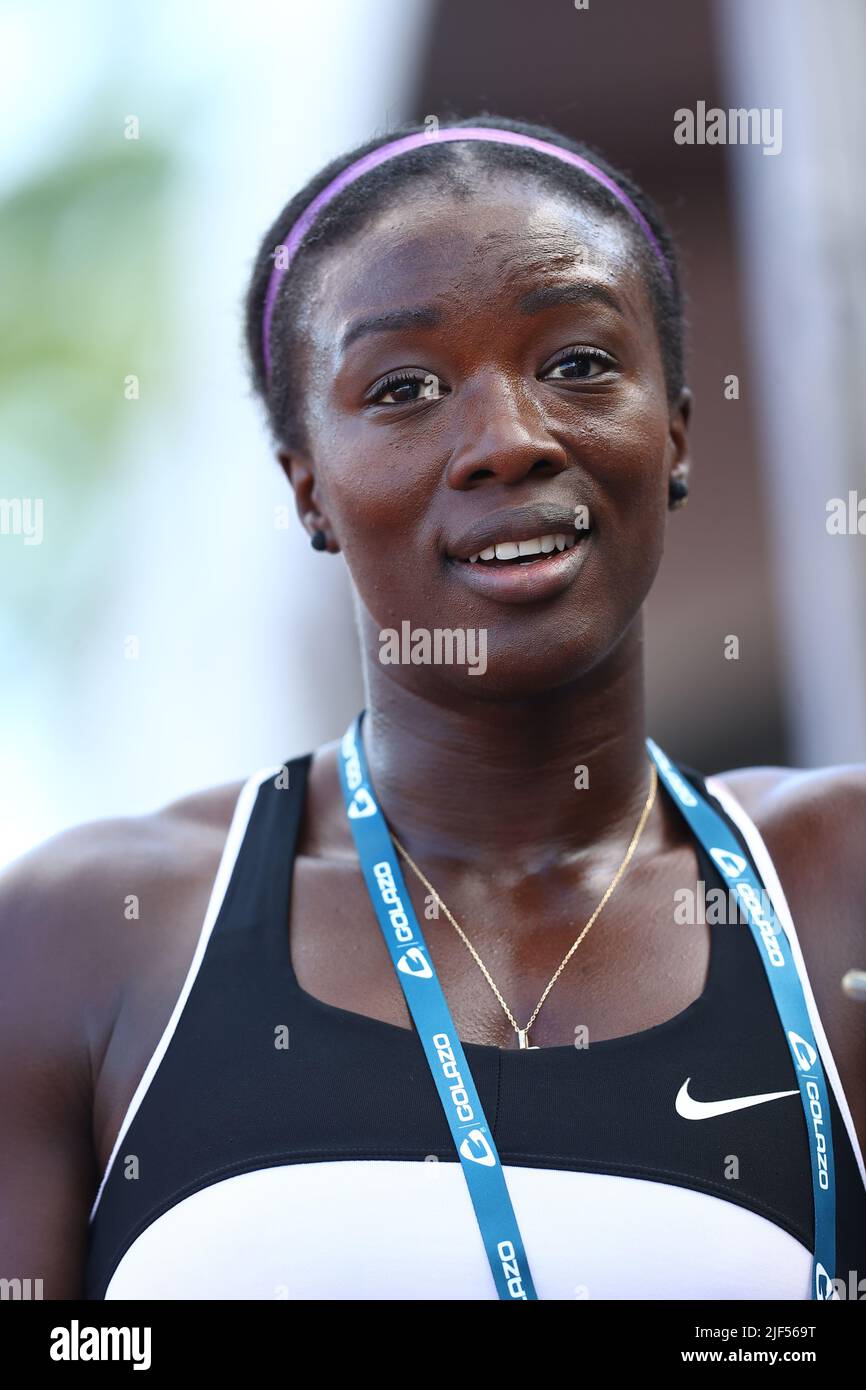 Belgian athlete Anne Zagre in action during the women 100m hurdles, at ...