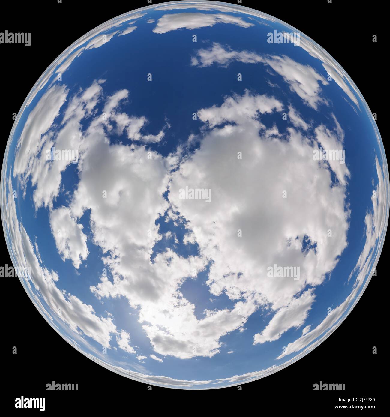 blue sky with white clouds at summer day 160 degree fisheye projection ...
