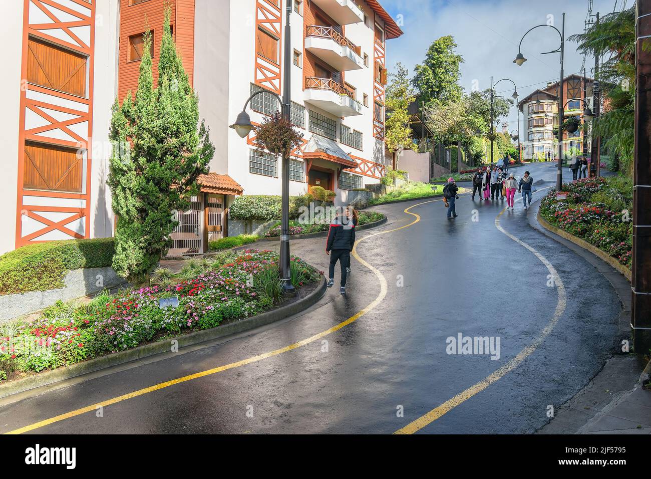 Gramado, RS, Brazil - May 17, 2022: Rua Torta street, a street with ...