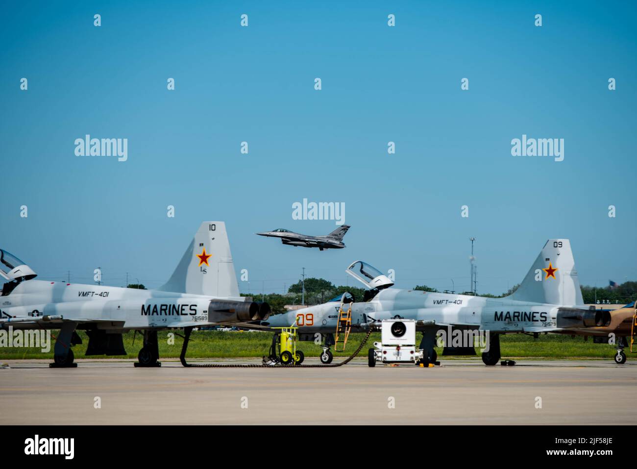 A F-16 assigned to the 114th Fighter Wing takes off during the joint ...