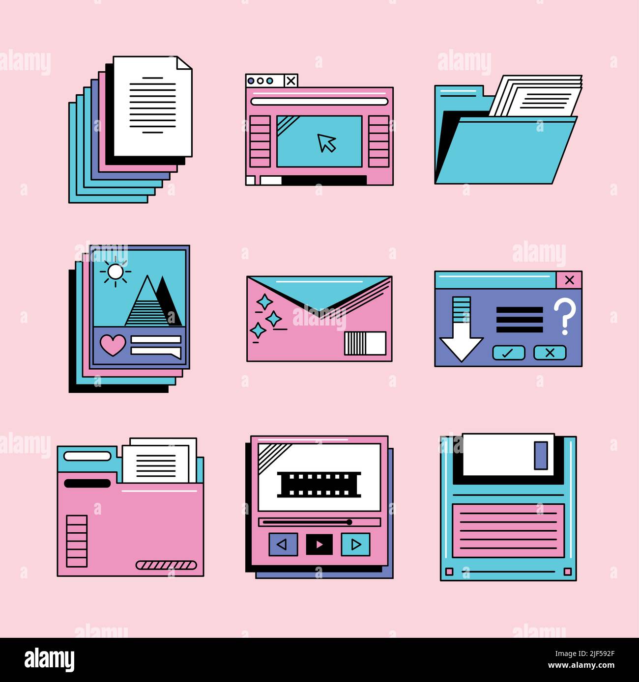 icons set retro futuristic Stock Vector Image & Art - Alamy