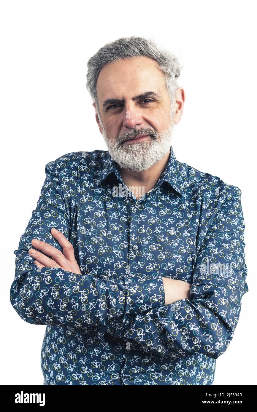 Man in patterned shirt hi-res stock photography and images - Alamy