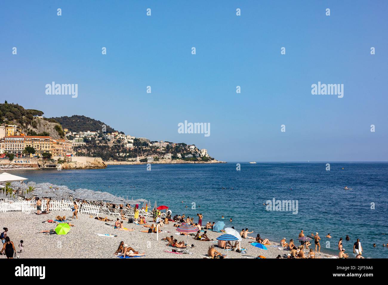 NICE, FRANCE - JUNE 20, 2022: Nice beach and Mediterranean sea during ...