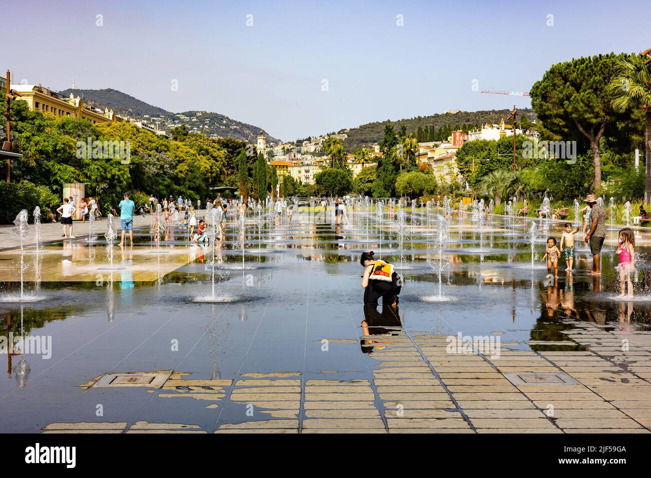 NICE, FRANCE - JUNE 20, 2022: Paillon Promenade with fountains in Nice ...