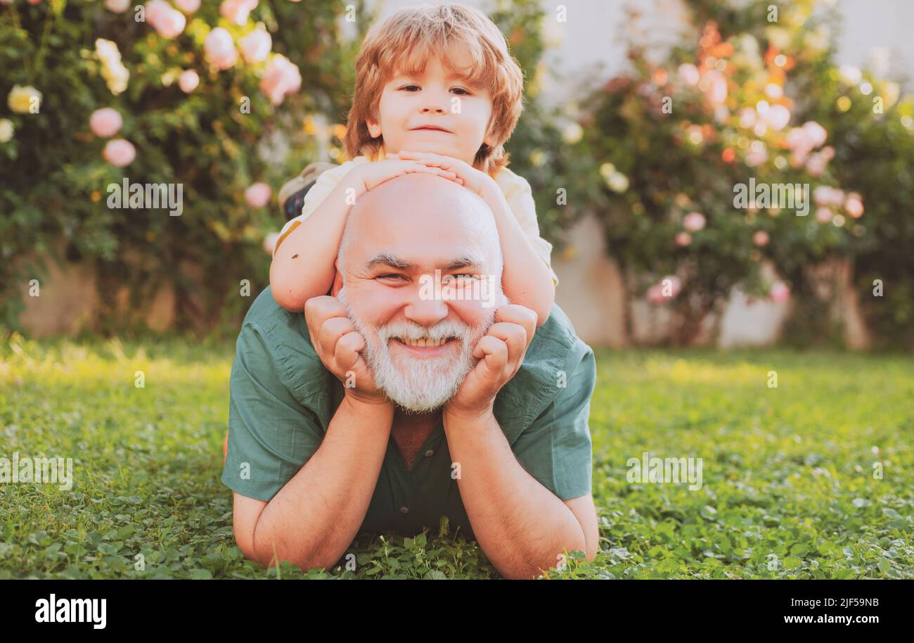 Old father play with son - happy fathers day, Happy child with father ...