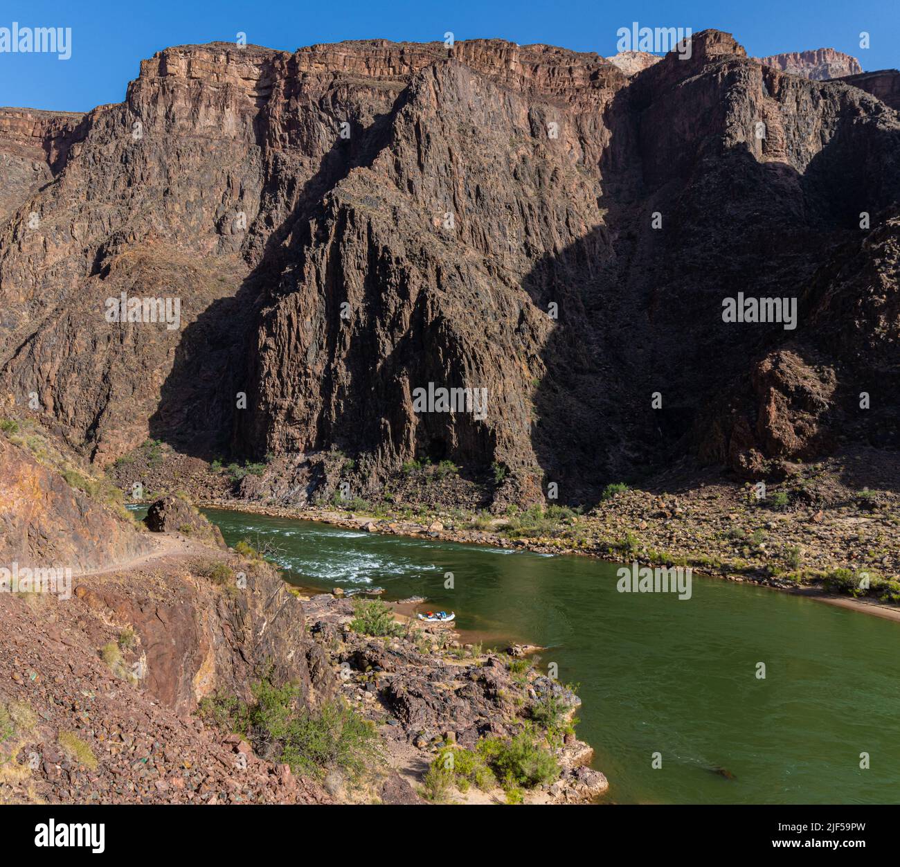 The Colorado River and Surrounding Canyon Walls, River Trail, Grand ...