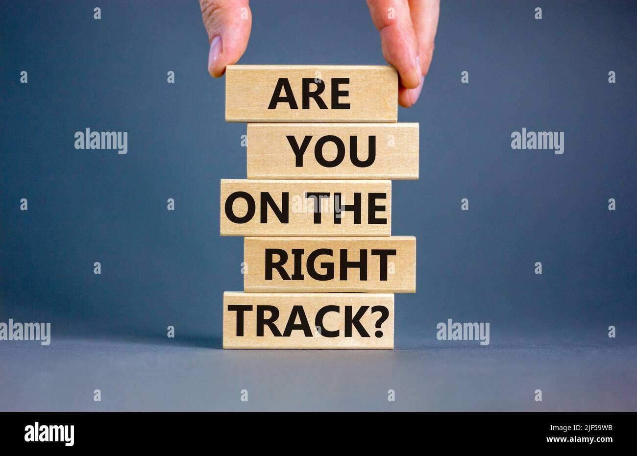 Right track symbol. Concept words Are you on the right track on wooden ...