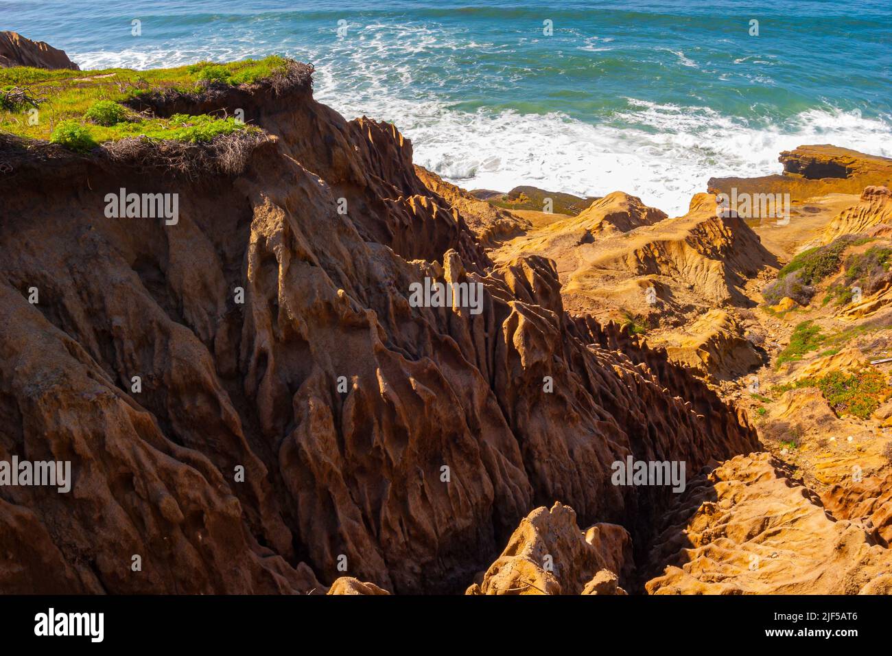 Red Sandstone Cliffs on The Pacific Coast, Point Loma, Cabrillo ...