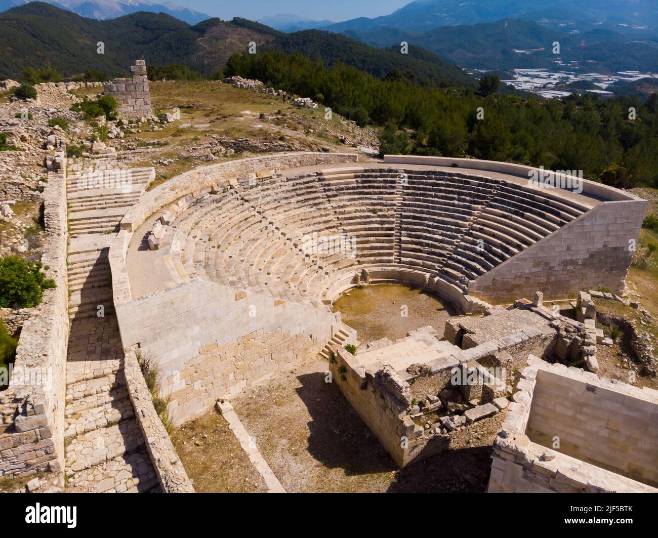 Drone photo of amphitheater in ancient city Rhodiapolis Stock Photo - Alamy