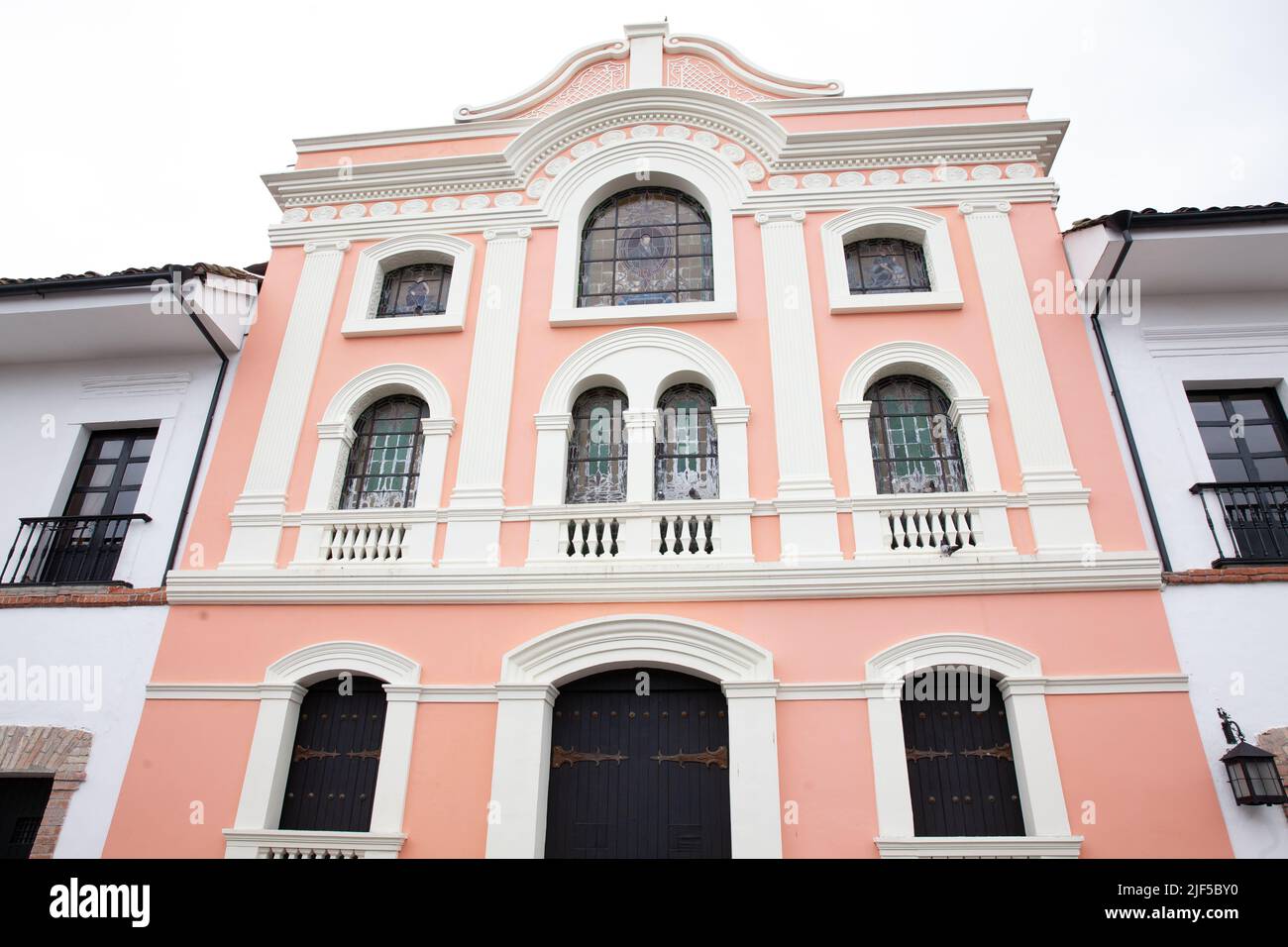 Beautiful facades of the buildings at Popayan city center, also called ...