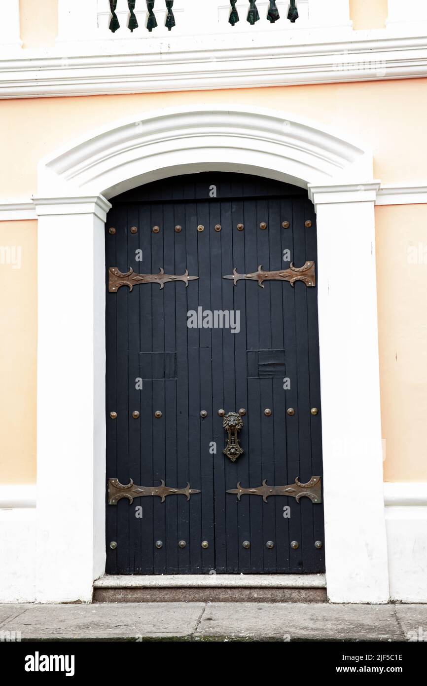 Beautiful facades of the buildings at Popayan city center, also called ...