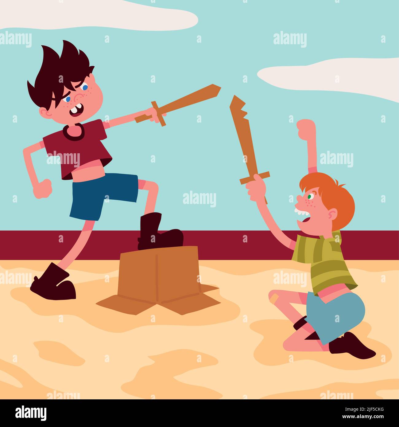 kids playing with swords Stock Vector Image & Art - Alamy