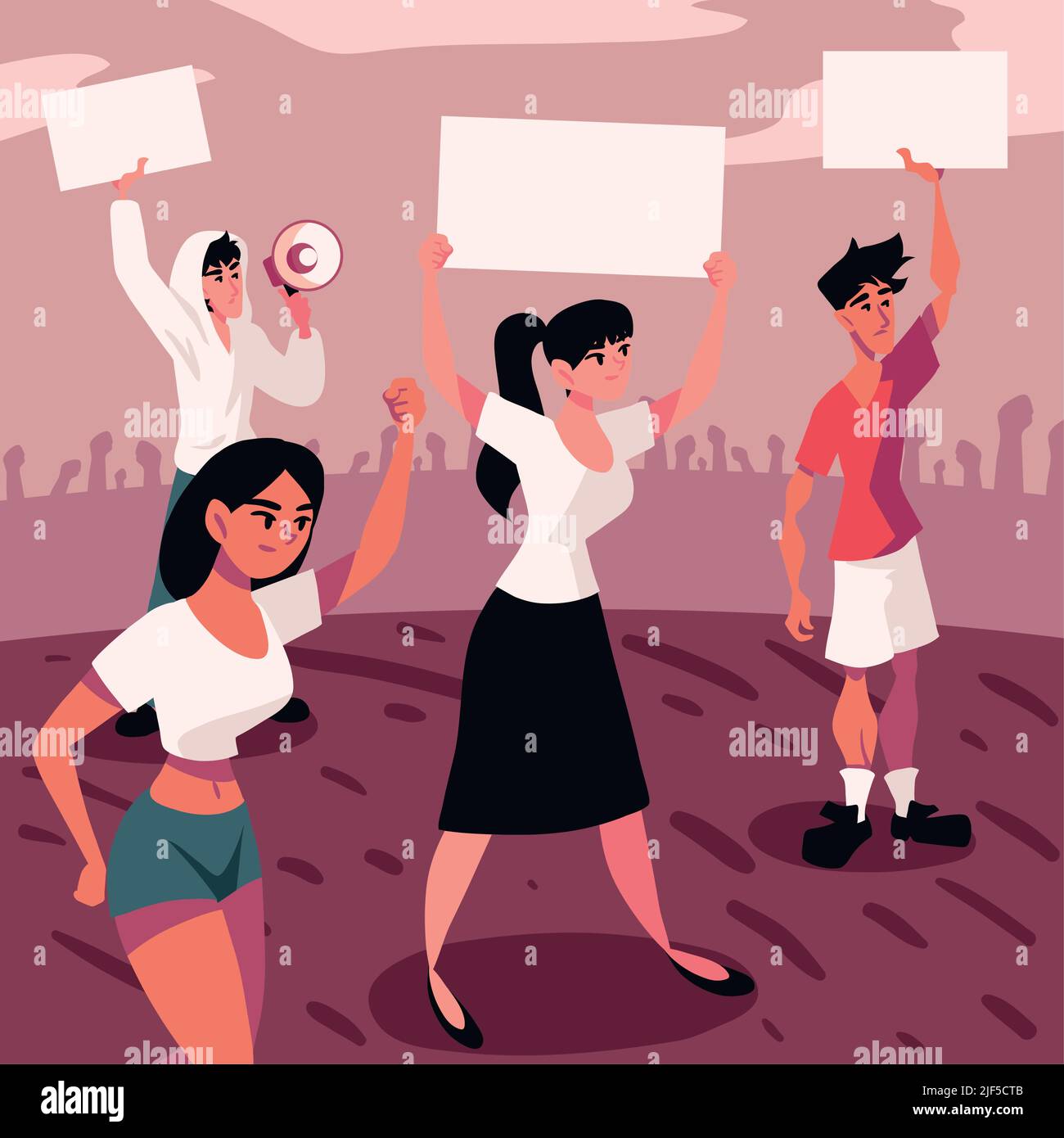 Democracy crowd people placards vector hi-res stock photography and ...