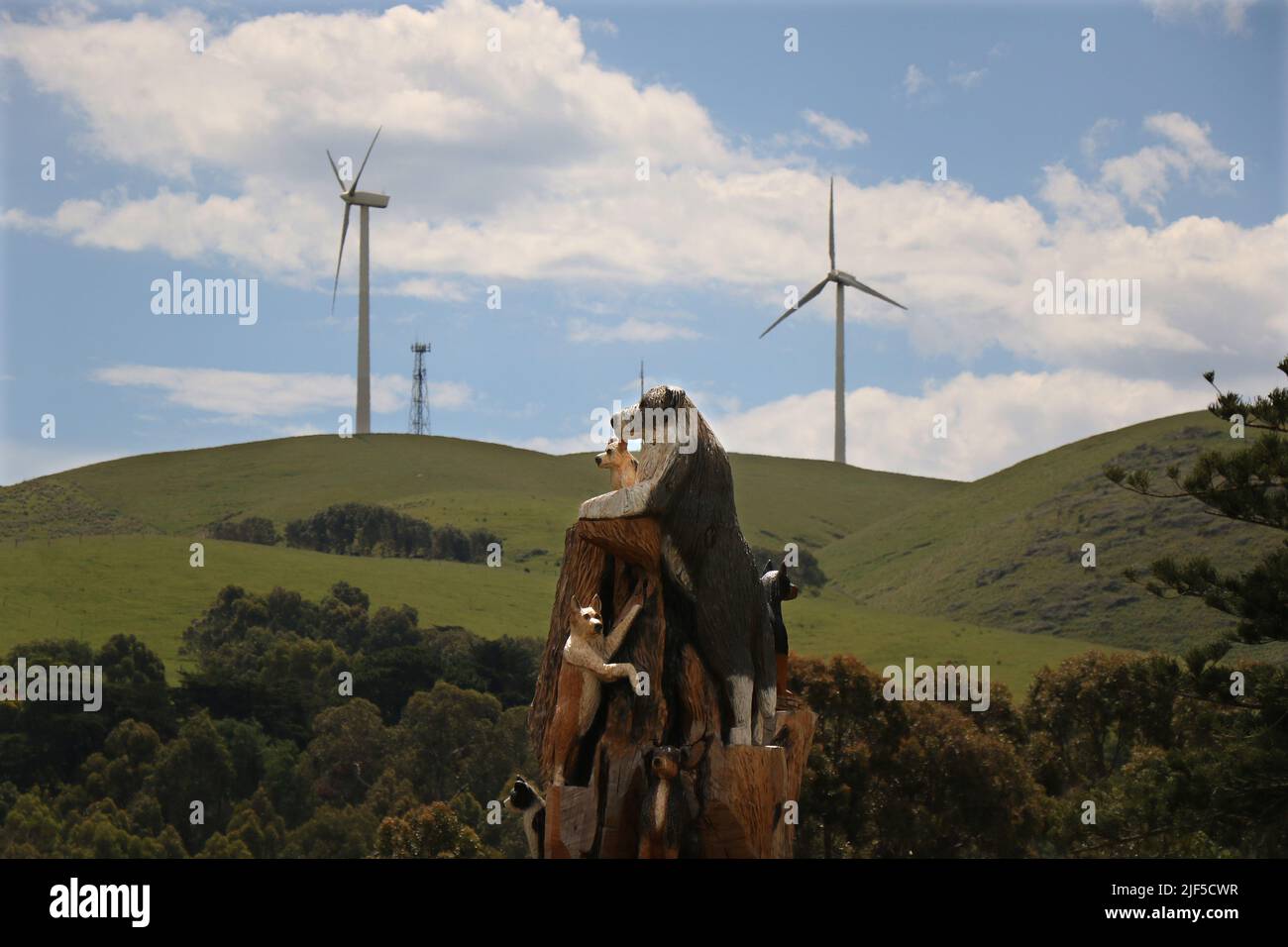 Australian Wind Farm. A wind turbine creating electricity on the ...