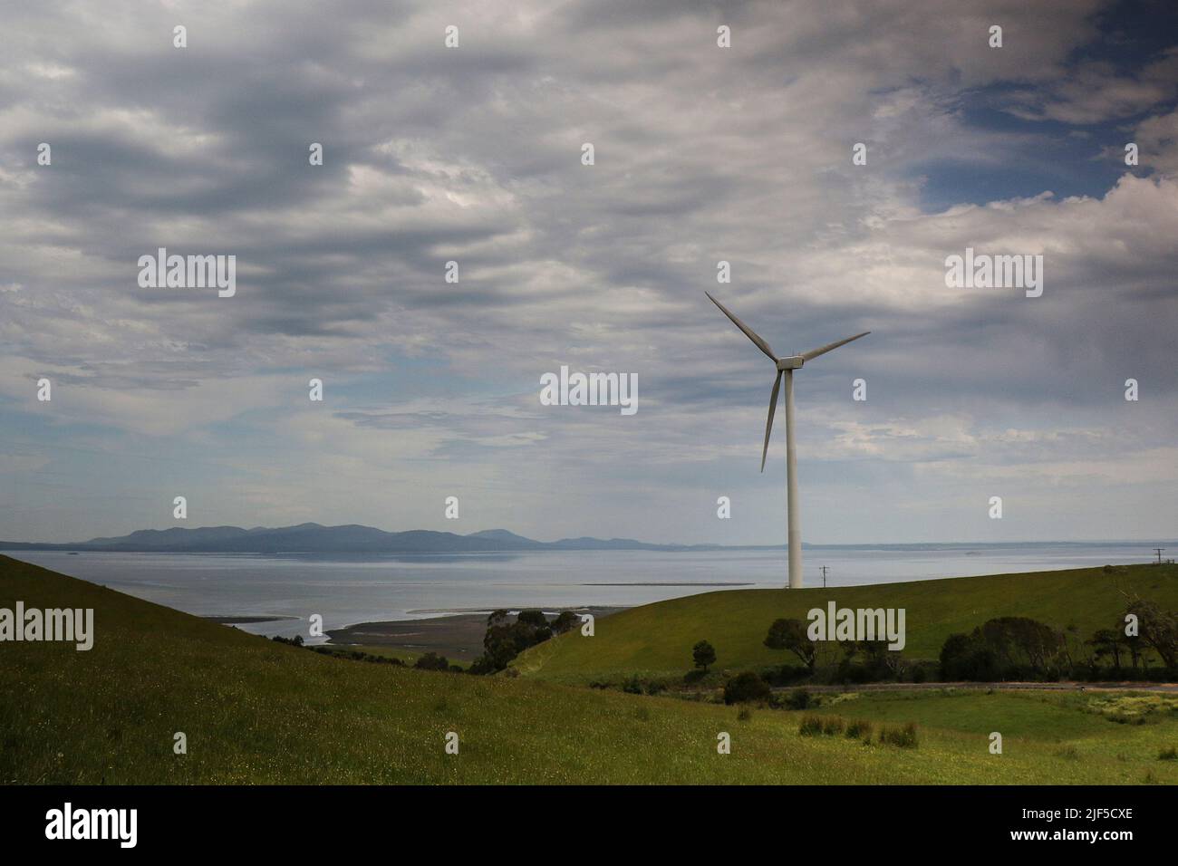 Australian Wind Farm. A wind turbine creating electricity on the ...