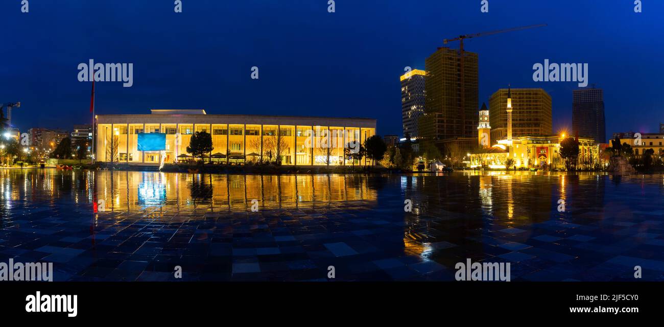 Evening view of the National Opera and Ballet Theater in Tirana Stock ...
