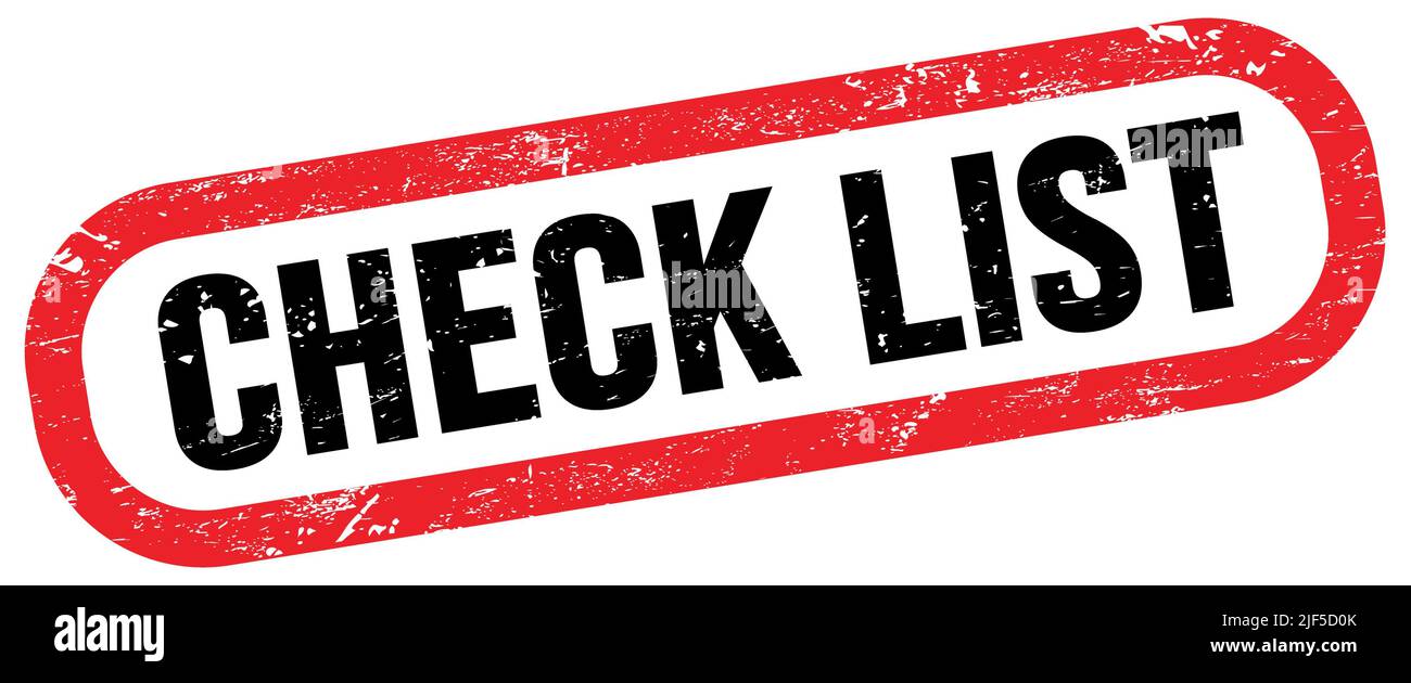 CHECK LIST, text on red-black rectangle stamp sign Stock Photo - Alamy
