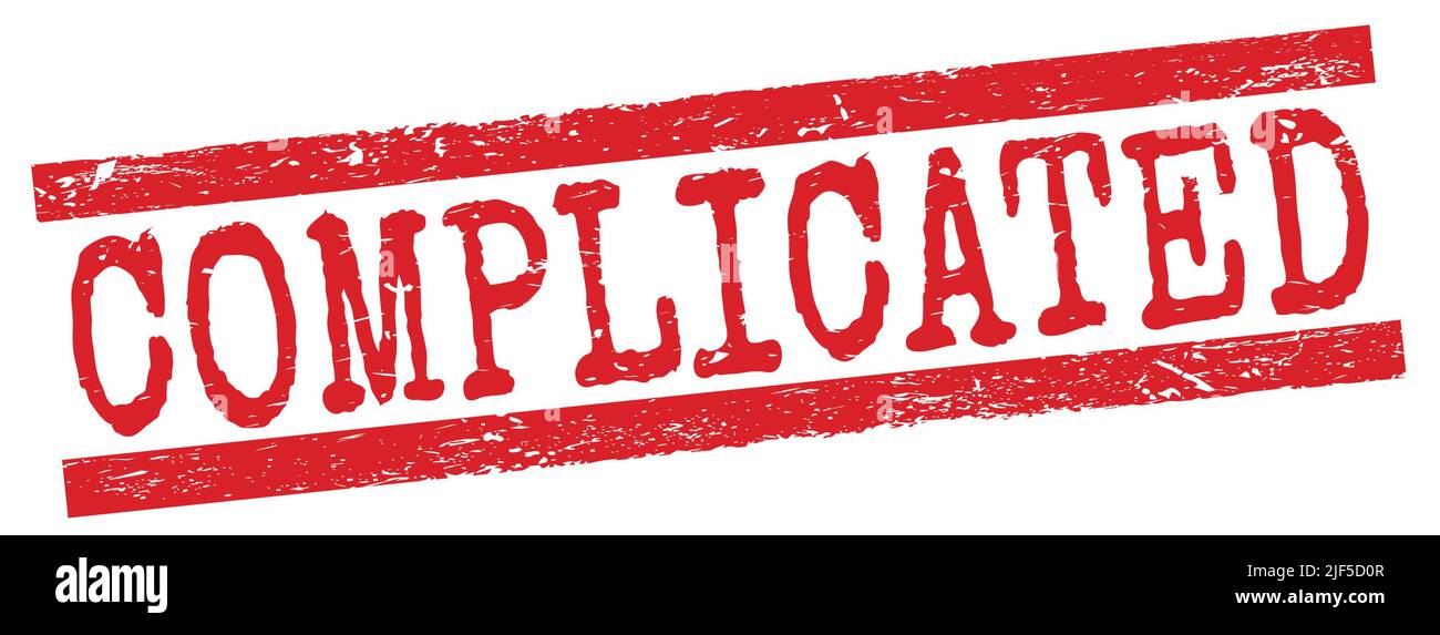 COMPLICATED text written on red grungy lines stamp sign Stock Photo - Alamy