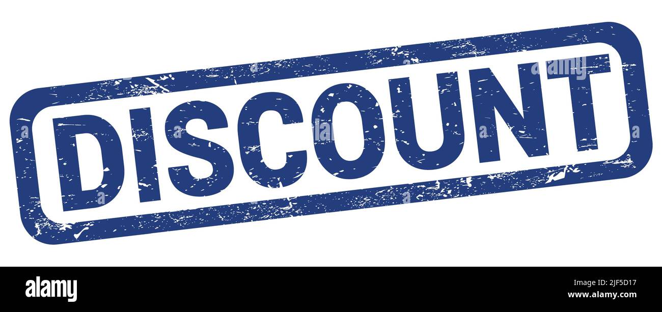 DISCOUNT text written on blue rectangle stamp sign Stock Photo - Alamy