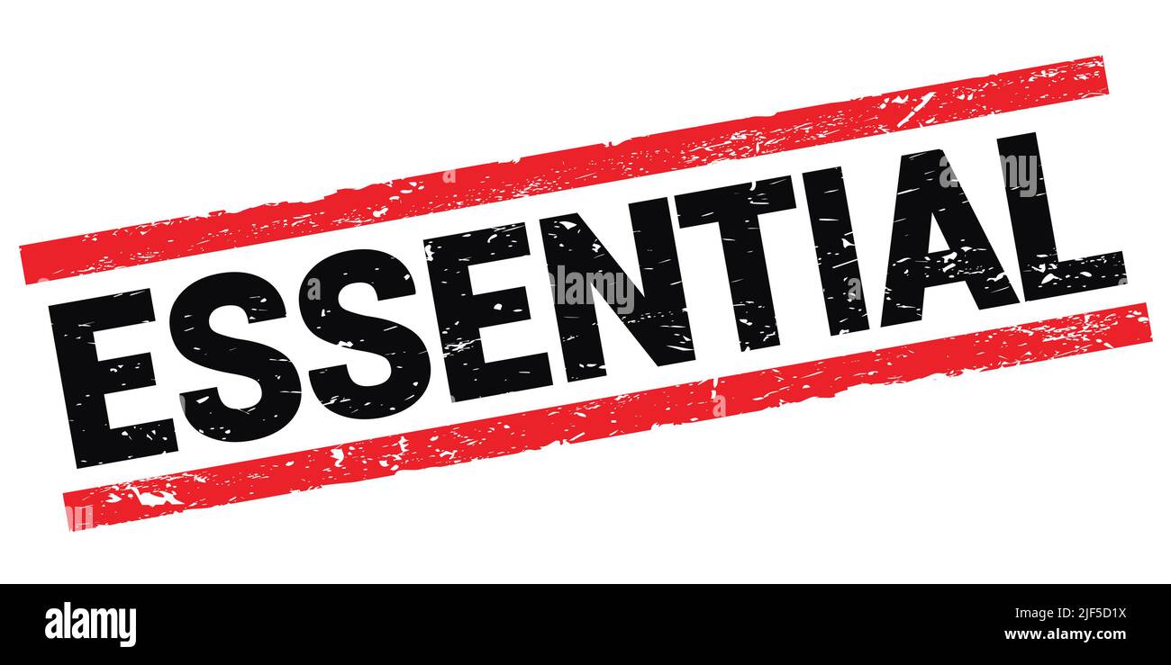 ESSENTIAL text written on black-red rectangle stamp sign Stock Photo ...