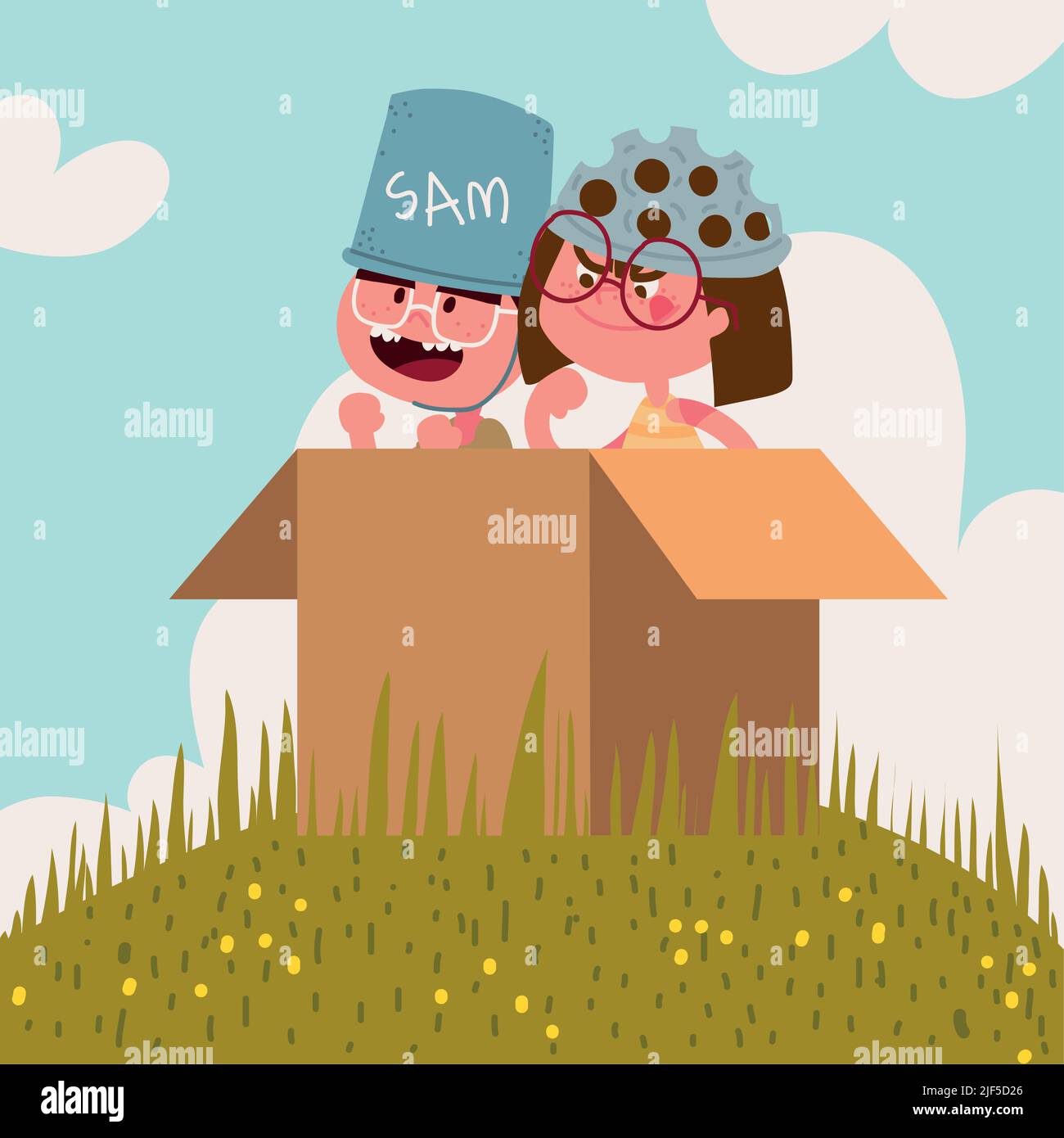 kids playing with box Stock Vector Image & Art - Alamy