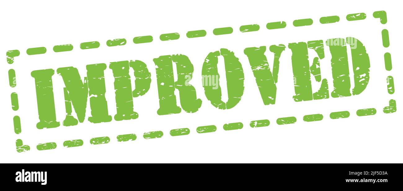 IMPROVED text written on green dash stamp sign Stock Photo - Alamy