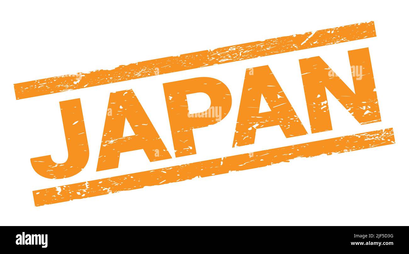 JAPAN text written on orange rectangle stamp sign Stock Photo - Alamy