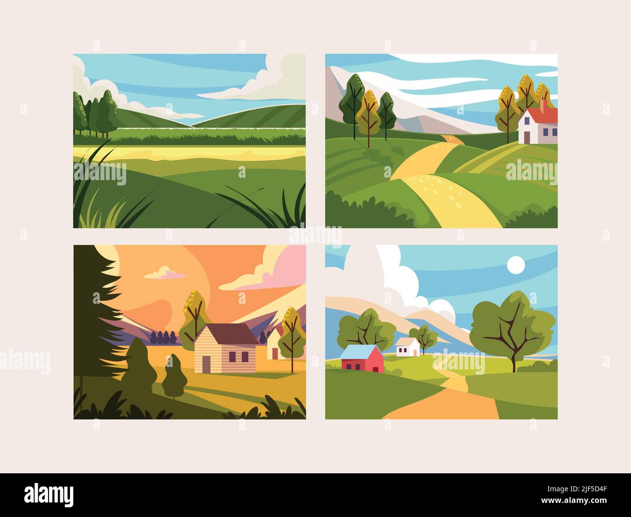 set of rural landscapes Stock Vector Image & Art - Alamy