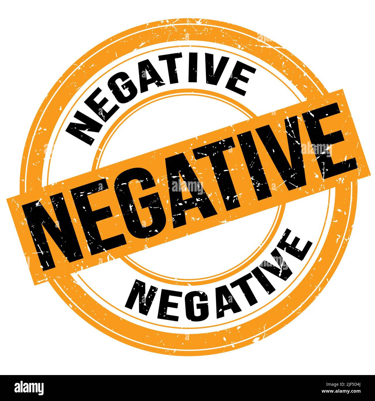 NEGATIVE text written on orange-black round grungy stamp sign Stock ...
