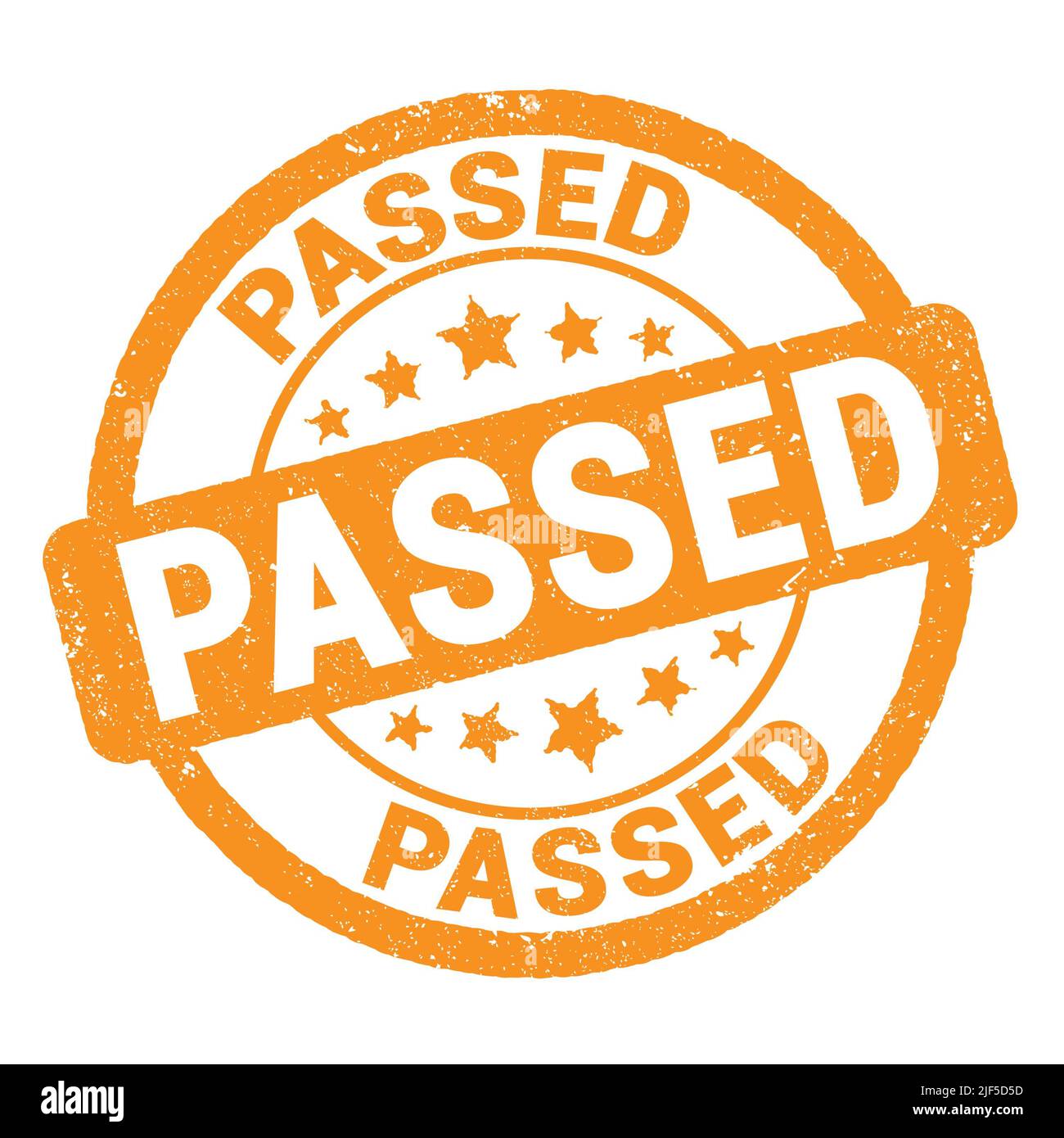 PASSED text written on orange grungy stamp sign Stock Photo - Alamy