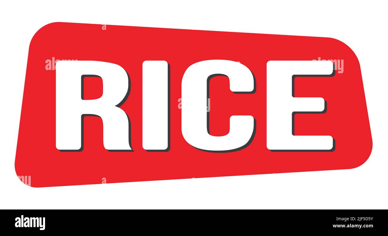 RICE text written on red trapeze stamp sign Stock Photo - Alamy