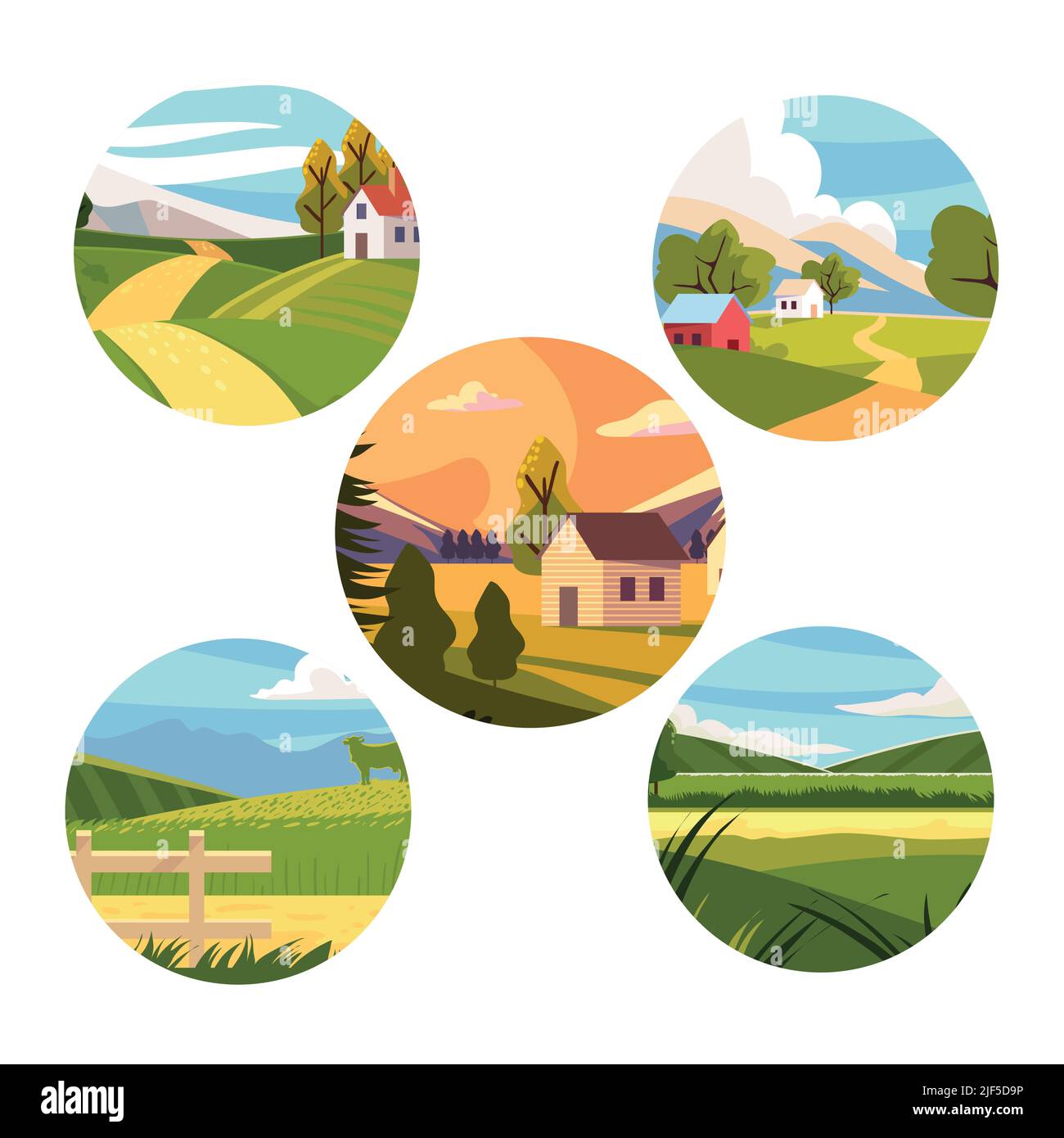 rural landscapes round icons Stock Vector Image & Art - Alamy