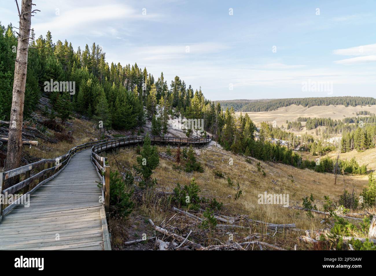 A wooden walking path along Yellowstone National Park Stock Photo - Alamy