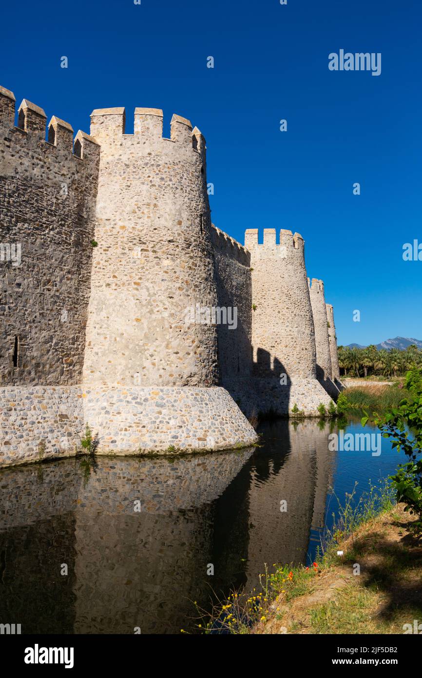 Medieval stone walled castle Mamure Kalesi on Mediterranean coast ...